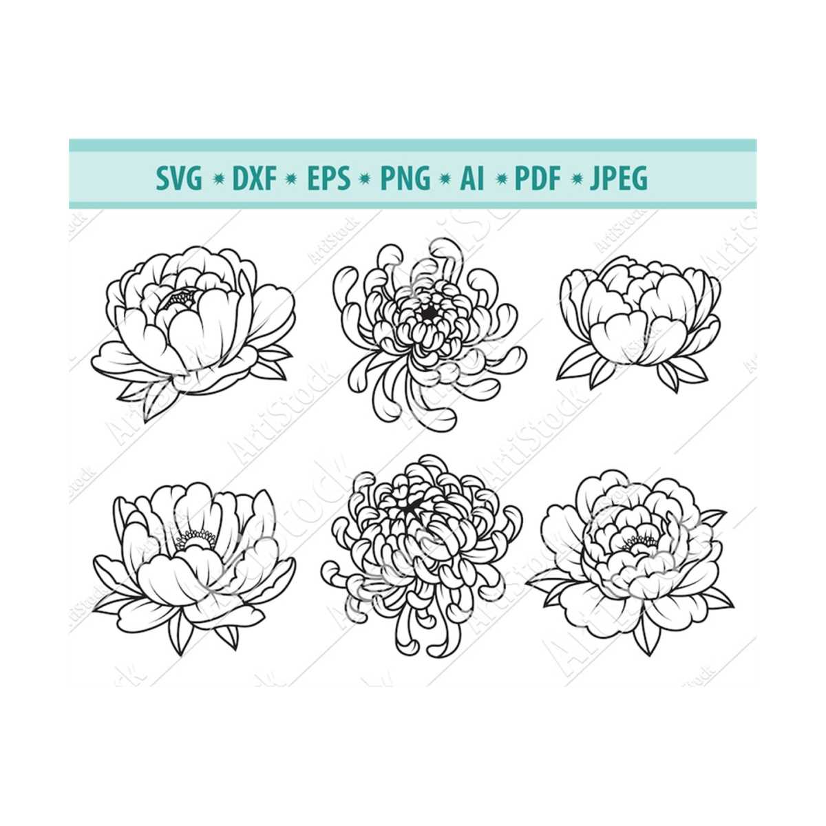 Peony Svg Bundle, Peonies flowers Svg, Peony clipart, Peony | Inspire ...