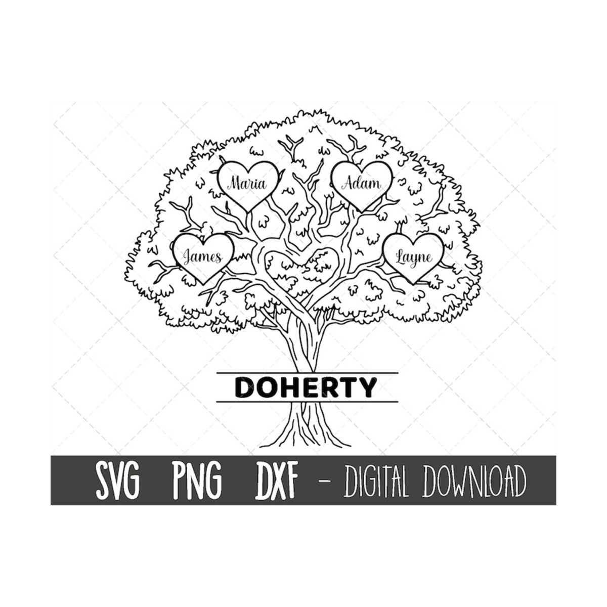 Family tree SVG, Family split name frame svg, family clipart - Inspire ...