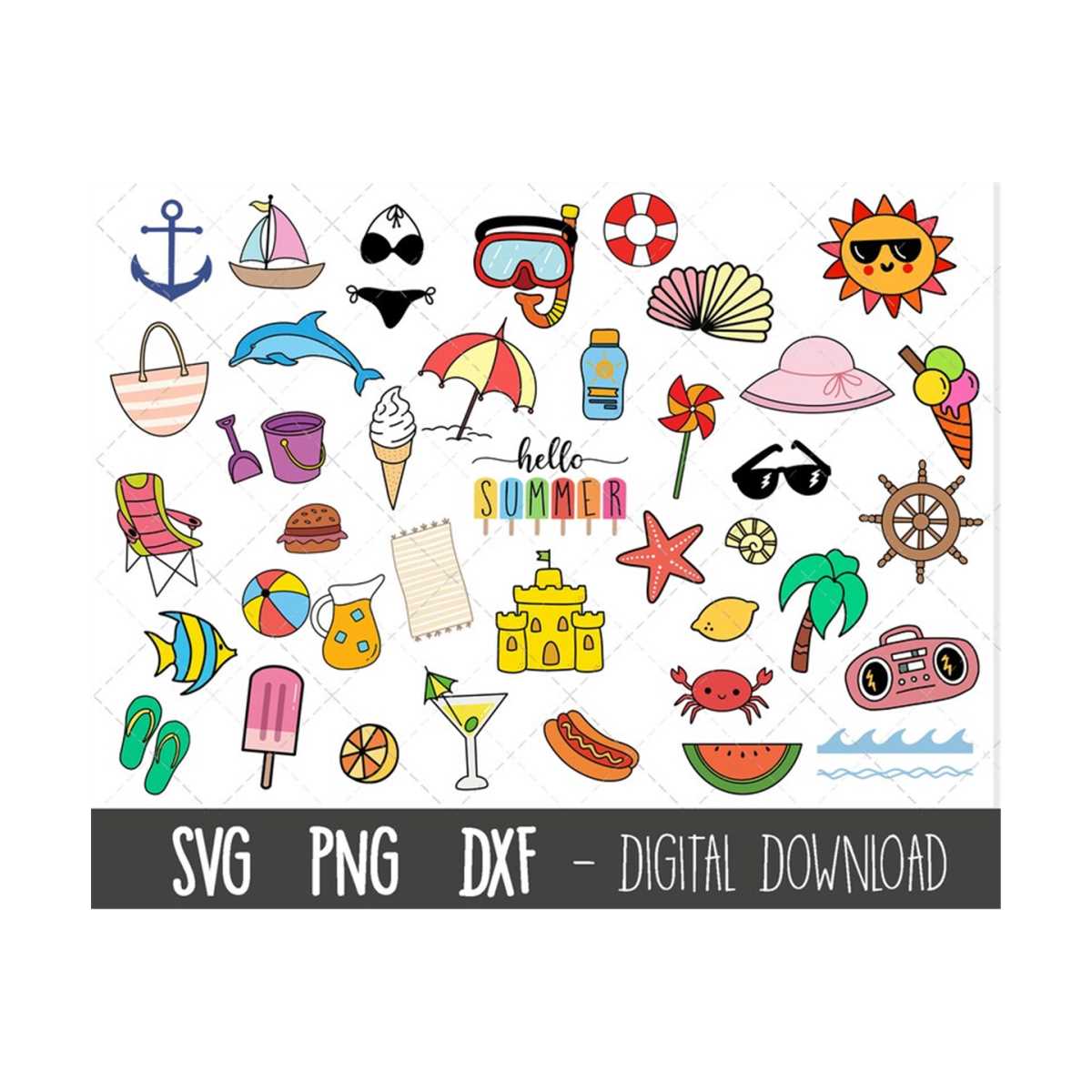 Summer SVG bundle, summer doodle clipart, summer clipart, va - Inspire ...