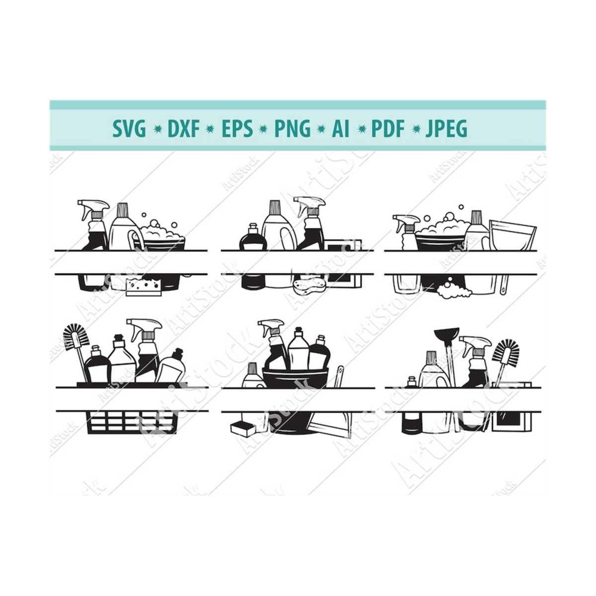 Cleaning frame SVG, Cleaning Monogram SVG, Cleaning Supplies | Inspire ...