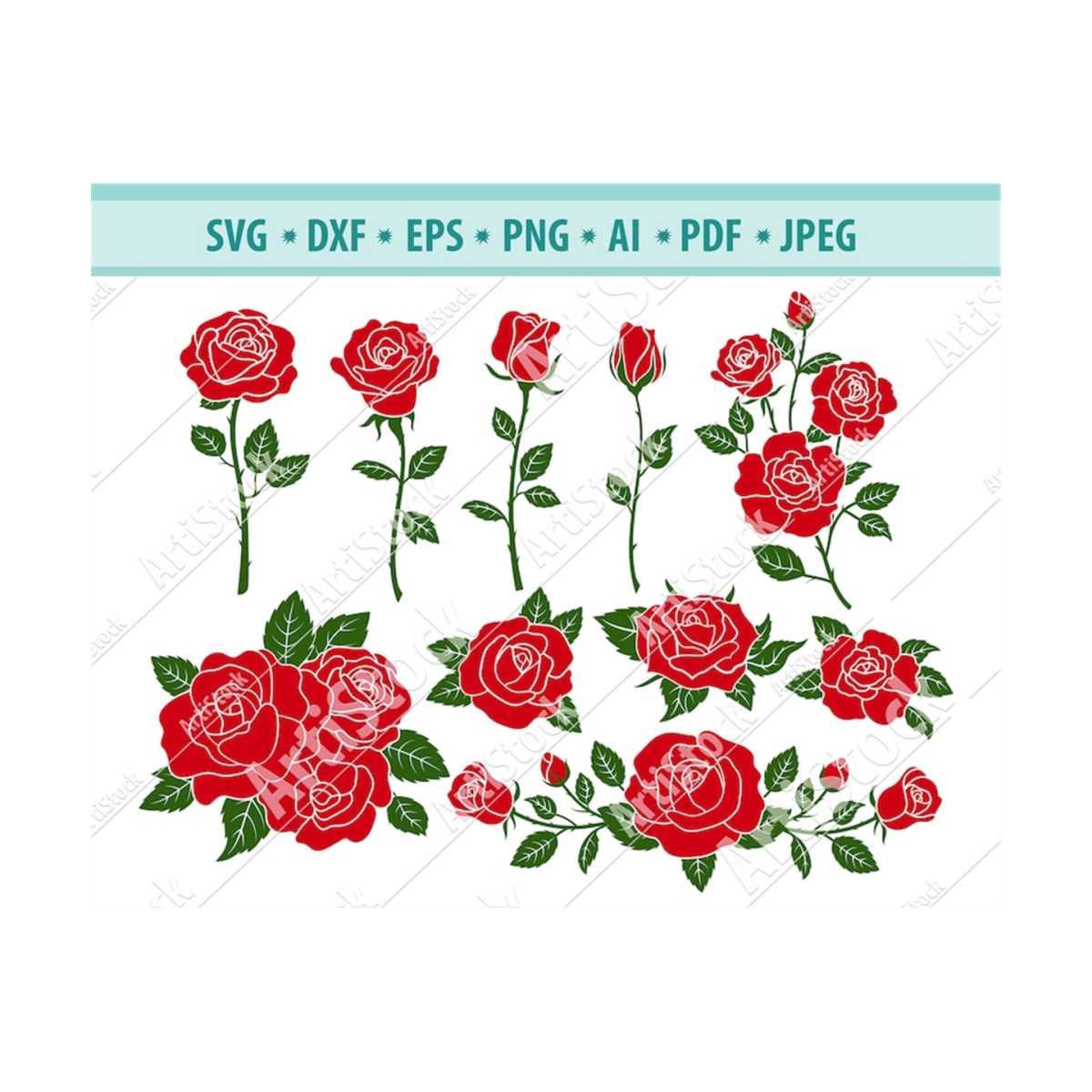 Roses SVG, Floral svg, Flower SVG cut File, Flower svg, Red | Inspire ...