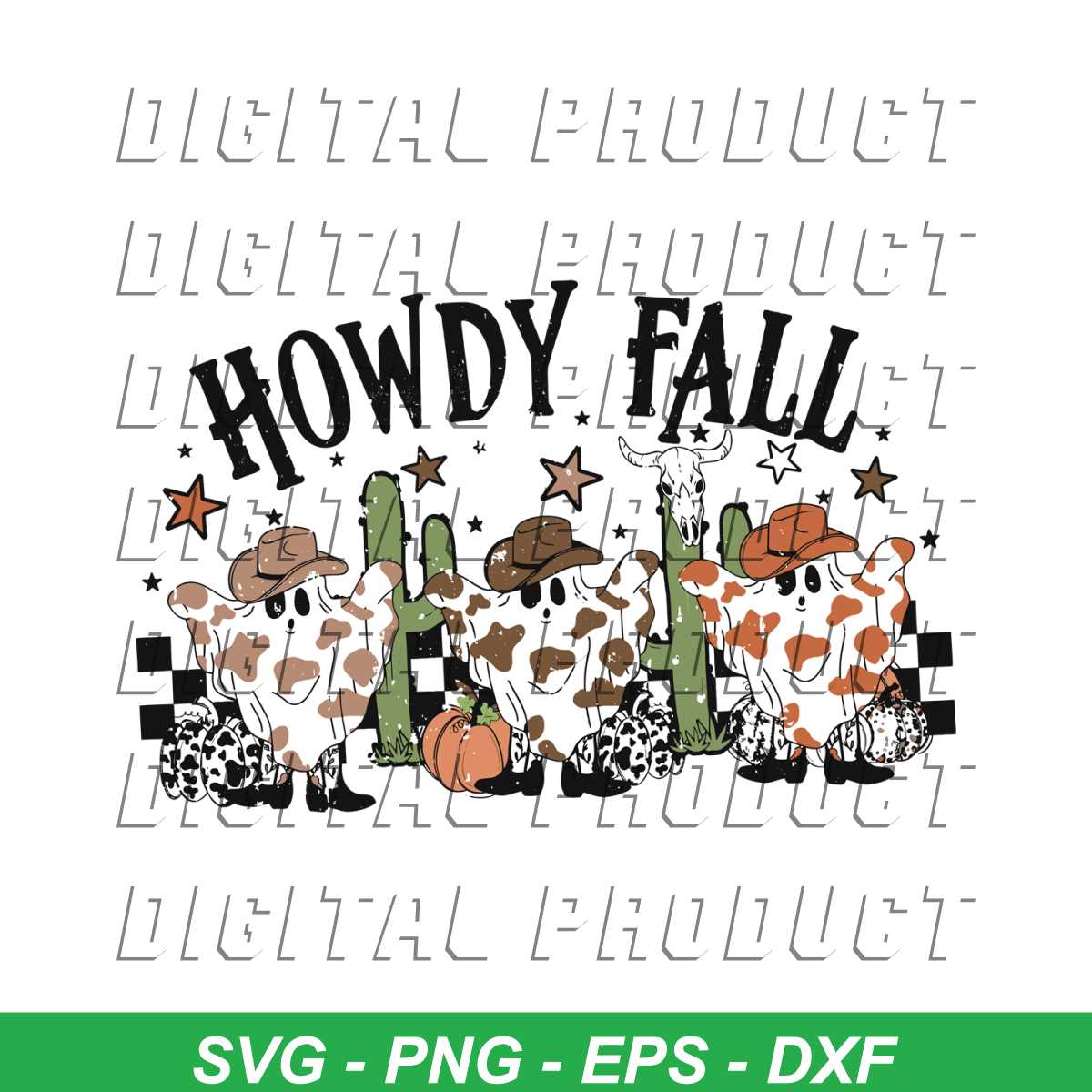 Howdy Fall Western Halloween Cowboy Ghost SVG Cricut File - Inspire Uplift