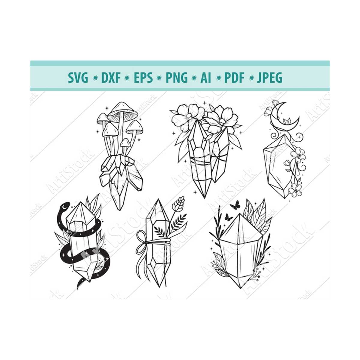 Crystal Svg, Magic Crystal Svg, Crystal Mushroom SVG, Boho c | Inspire ...
