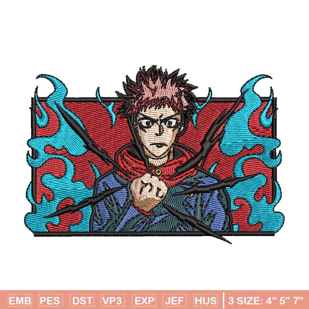 Yuji frame embroidery design, Jujutsu embroidery, Anime desi - Inspire ...