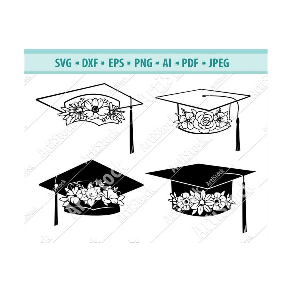 Graduation Hat Svg, Flower Graduation Hat SVG, Hat Cut file, - Inspire ...