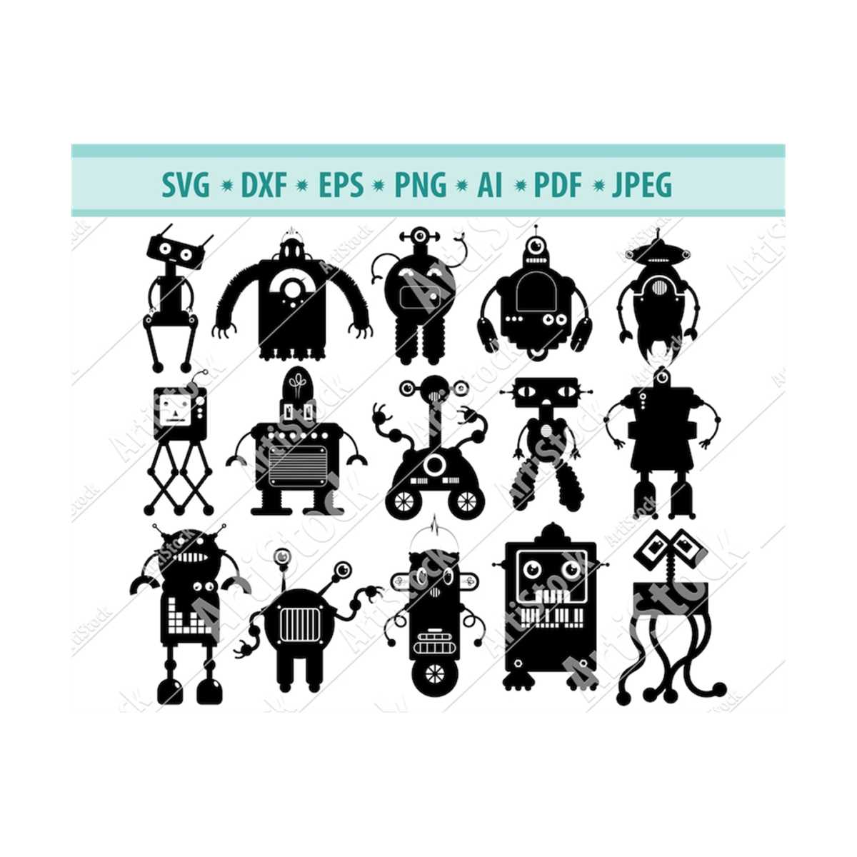 ROBOT SVG, robot clipart, robot silhouette, robots svg, robo | Inspire ...