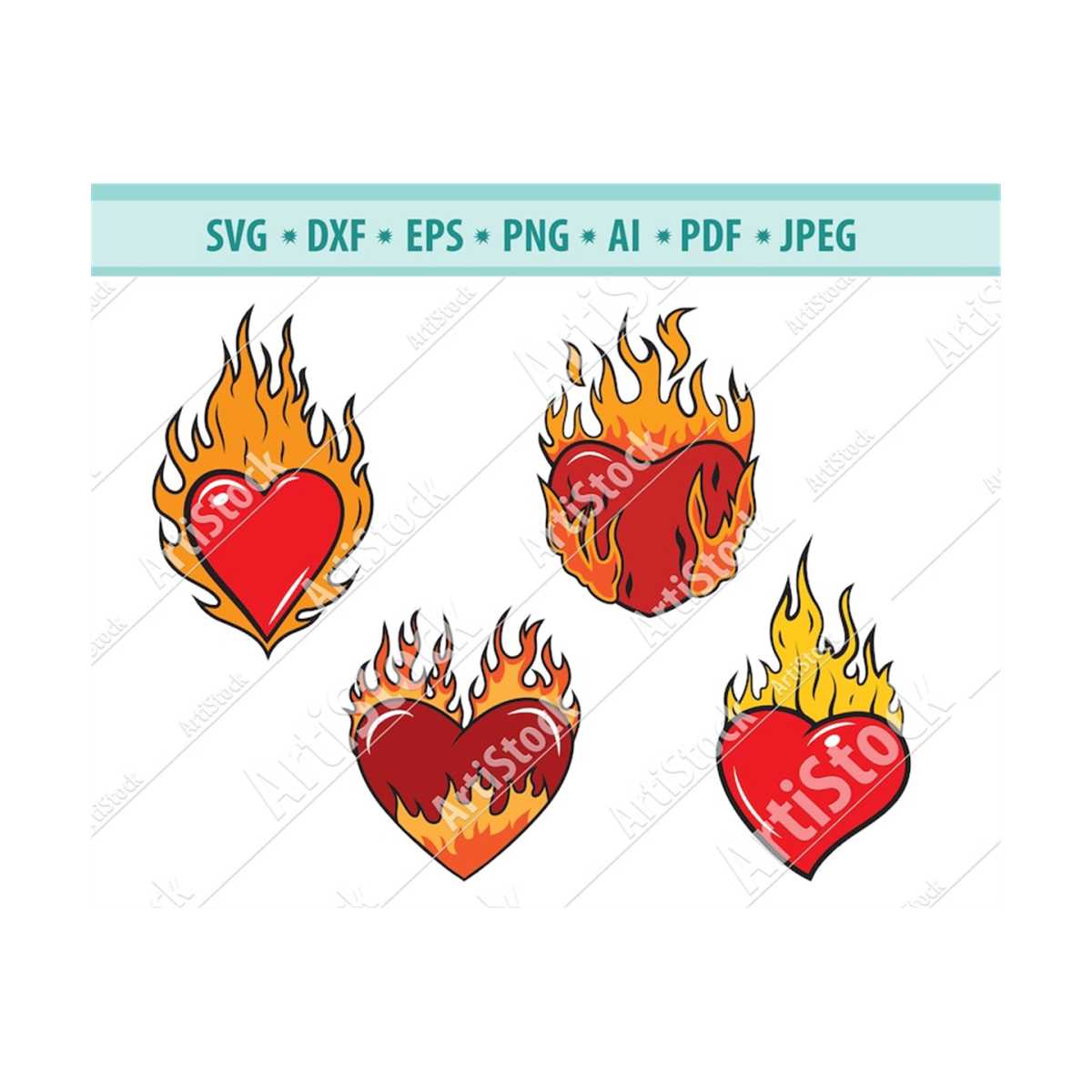 Heart Svg Bundle, Heart in fire Svg, Flaming heart Svg, Hear | Inspire ...