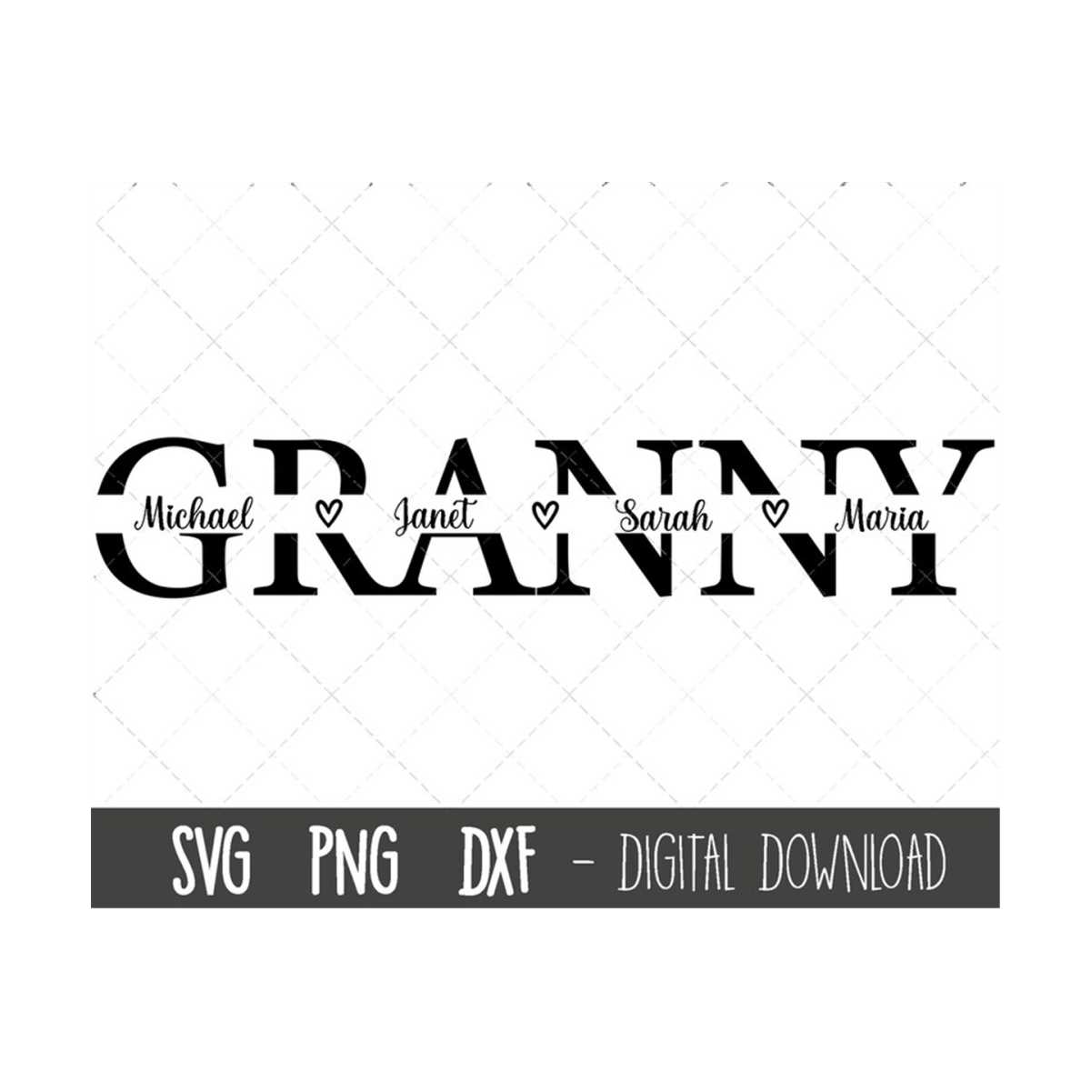 Granny SVG, Grandmother svg, grandma split name frame svg, g - Inspire ...