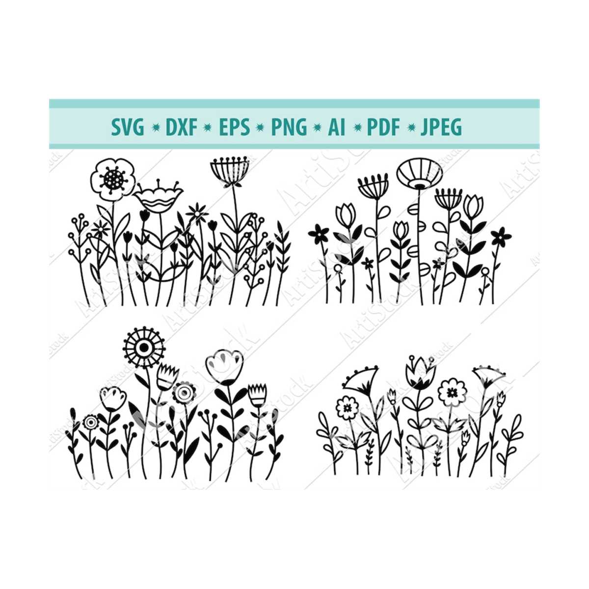 Field plants Svg, Garden Plant Svg, Floral wall stickers Svg - Inspire ...