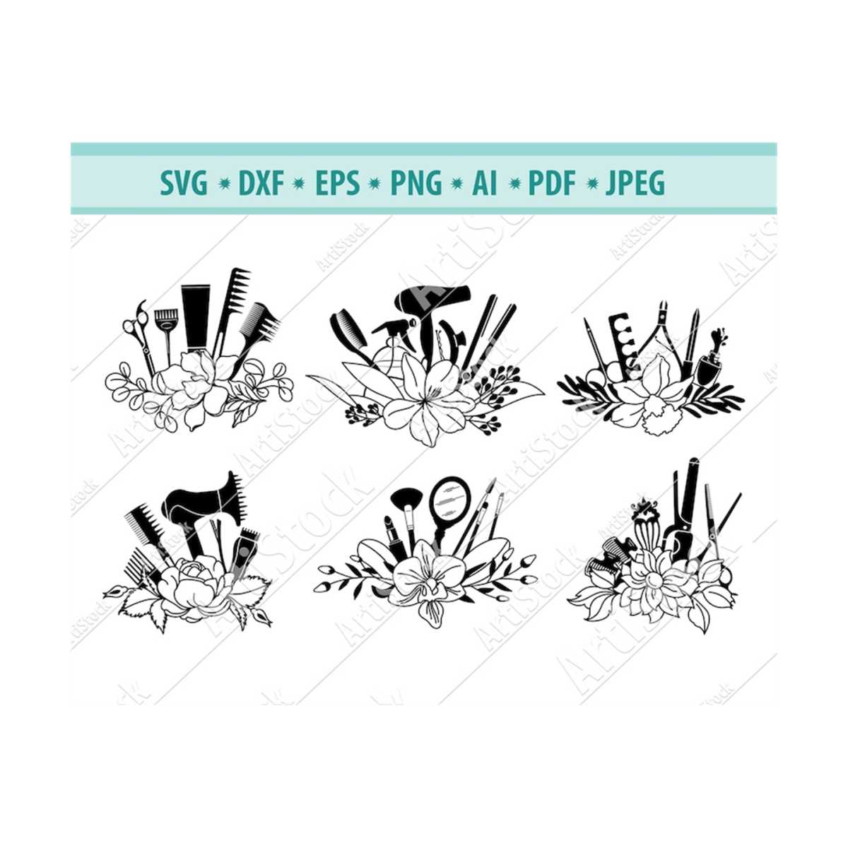 Hairdresser SVG file, Hair Salon Svg, Floral Hairdresser too | Inspire ...