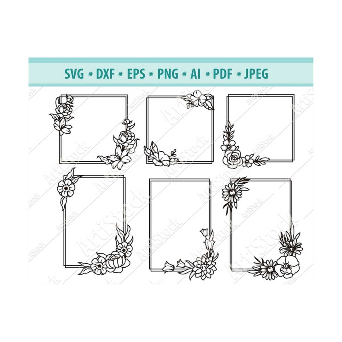 Flower Frame SVG, Floral square frame Svg, Frame cut File, - Inspire Uplift Flower Frame SVG, Floral square frame Svg, Frame cut File, - Inspire Uplift