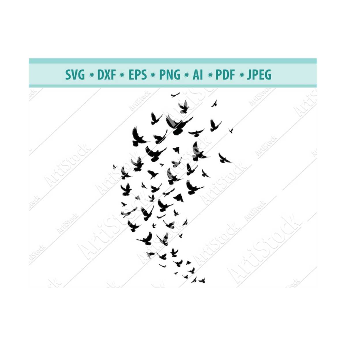 Flock of Birds SVG Vector, Silhouette of birds SVG, flying b | Inspire ...