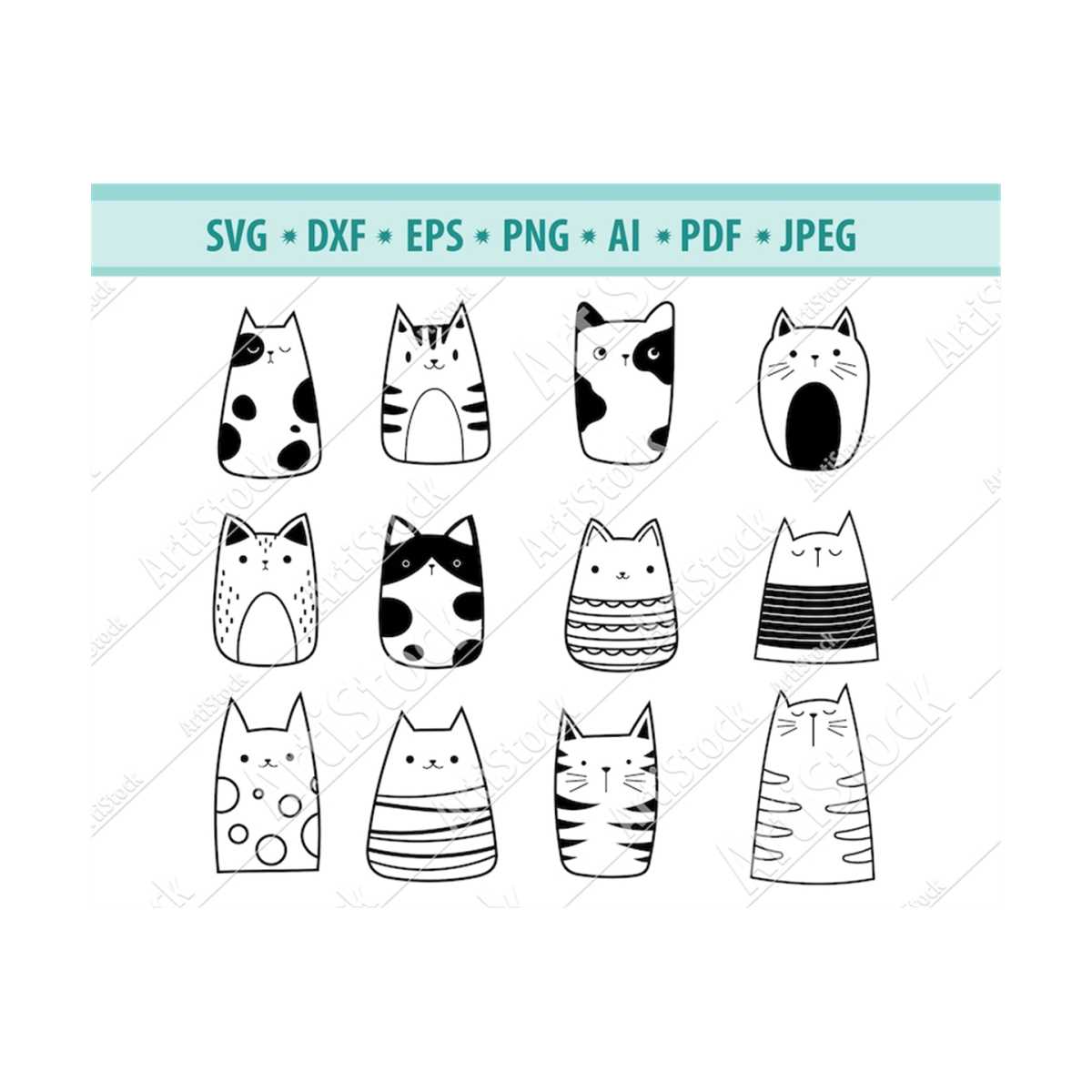 Cute Cats SVG bundle, Funny cat svg, Stylized cat Svg, Kitte | Inspire ...