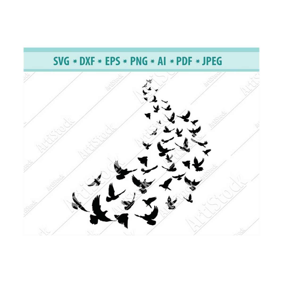 Flock of Birds SVG Vector, Silhouette of birds SVG, flying b | Inspire ...