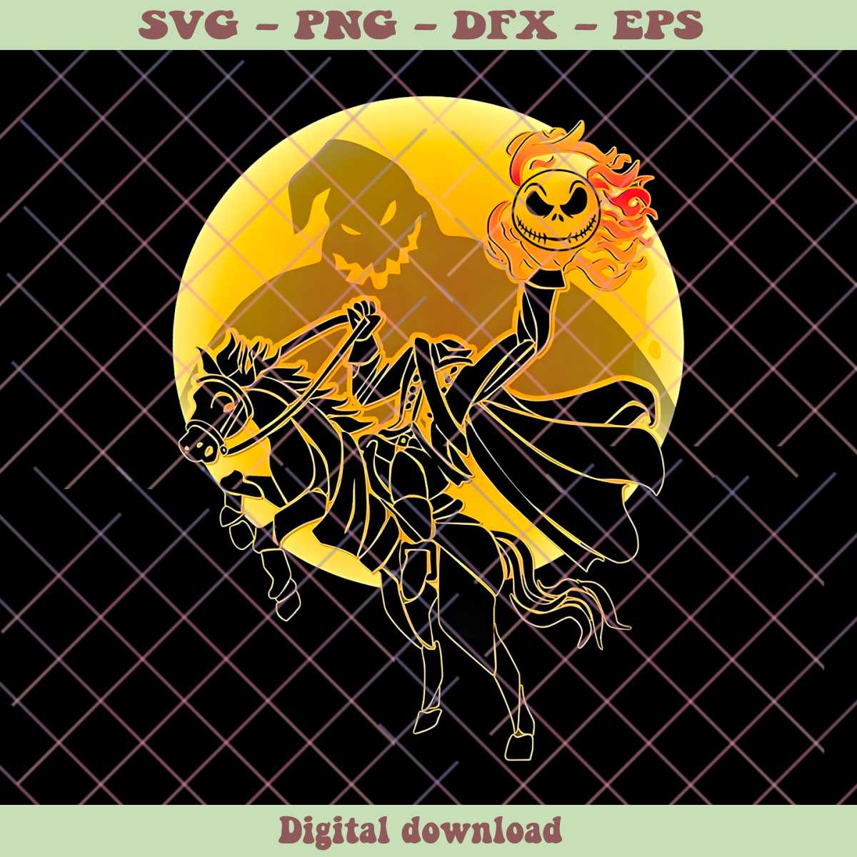 Headless Horseman Jack Skellington Moon PNG Download | Inspire Uplift
