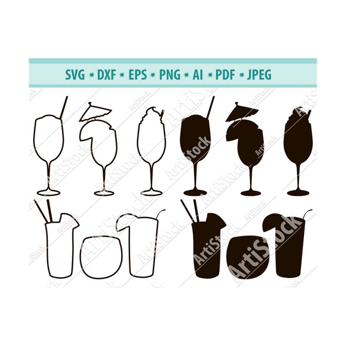 Cocktail SVG, Lemonade SVG, Drink SVG, Cocktail Clipart, Fil | Inspire ...