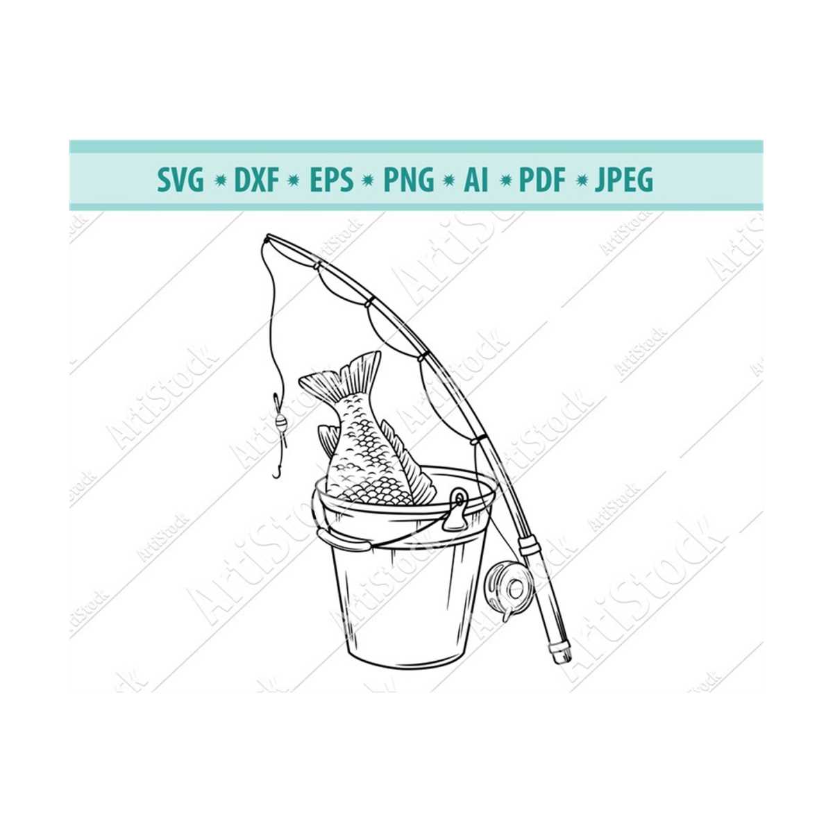 Fish in bucket Svg, Fish Svg, Fishing Svg, Fish tail Svg, Fi | Inspire ...