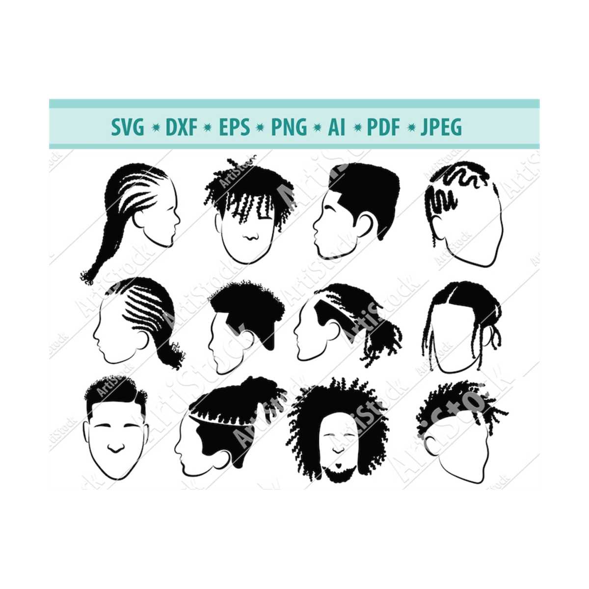 Afro hairstyles SVG, Black Man bundle svg, Hair Dreadlocks S - Inspire ...