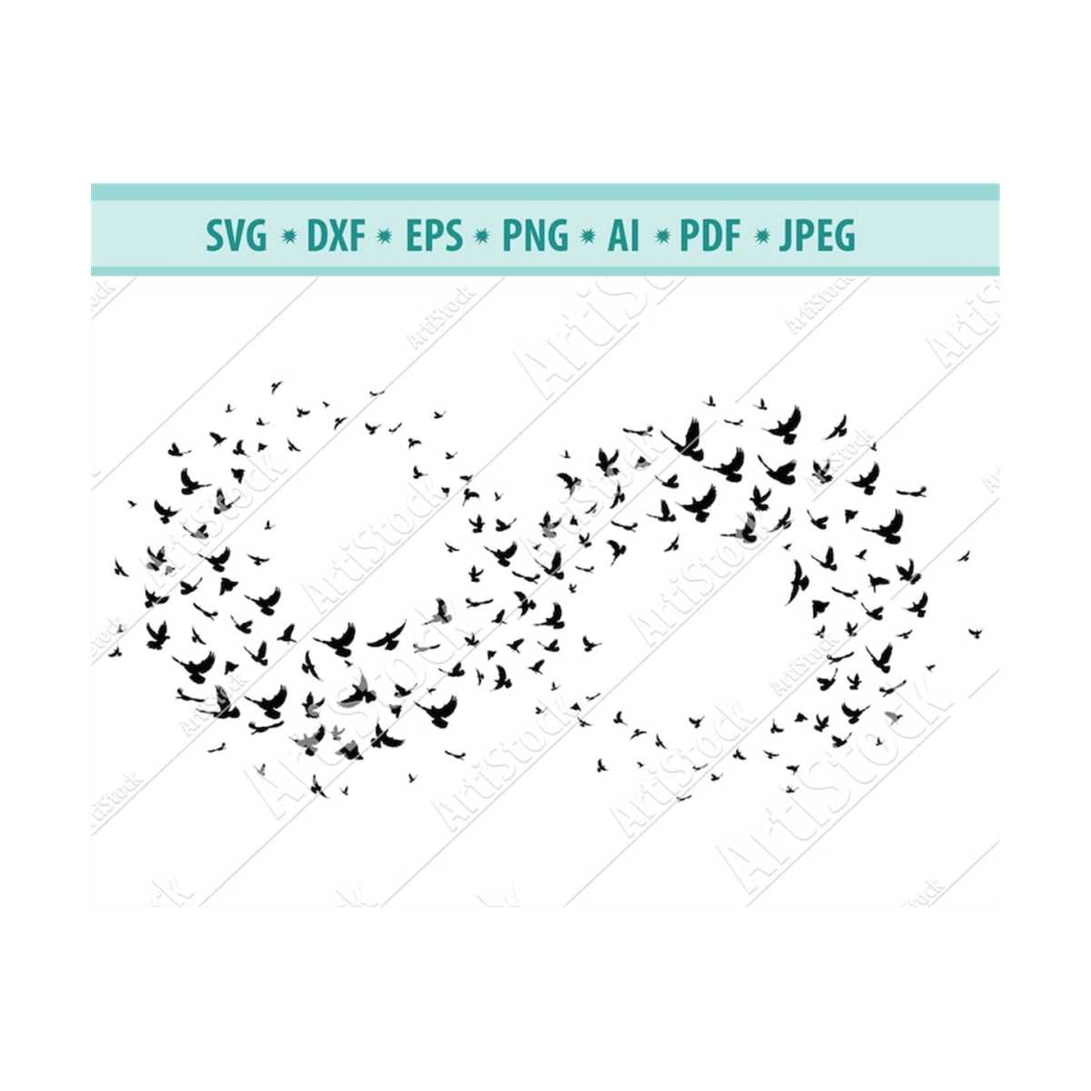 Flock of Birds SVG Vector, Silhouette of birds SVG, flying b - Inspire ...