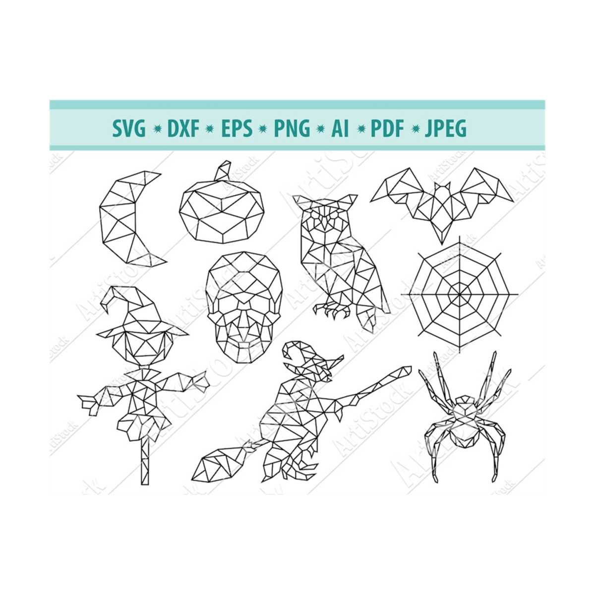 Halloween SVG Bundle, Halloween clipart, Polygon halloween S | Inspire ...