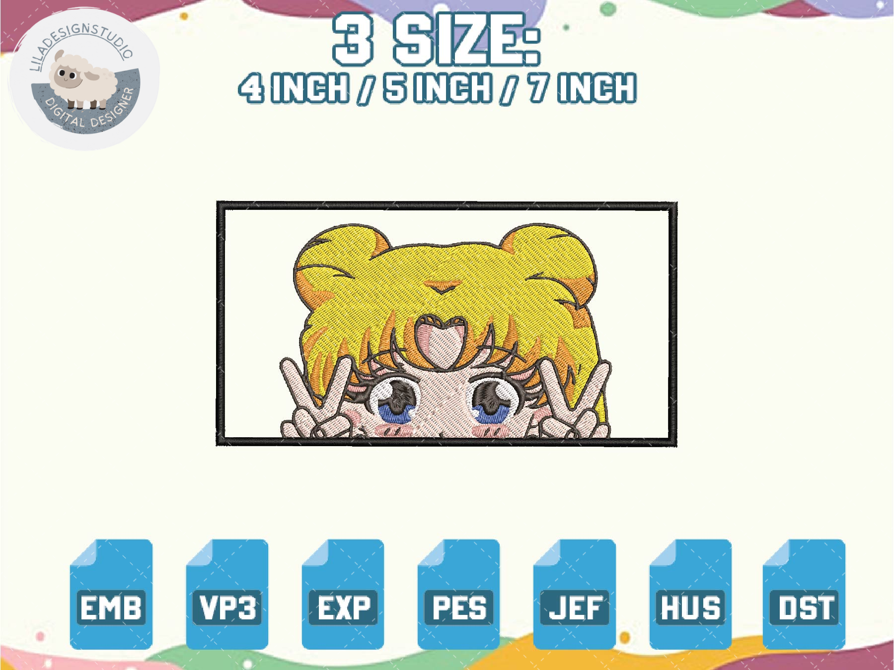 Cute Girl Anime Embroidery Designs, Inspired Anime Embroider - Inspire ...