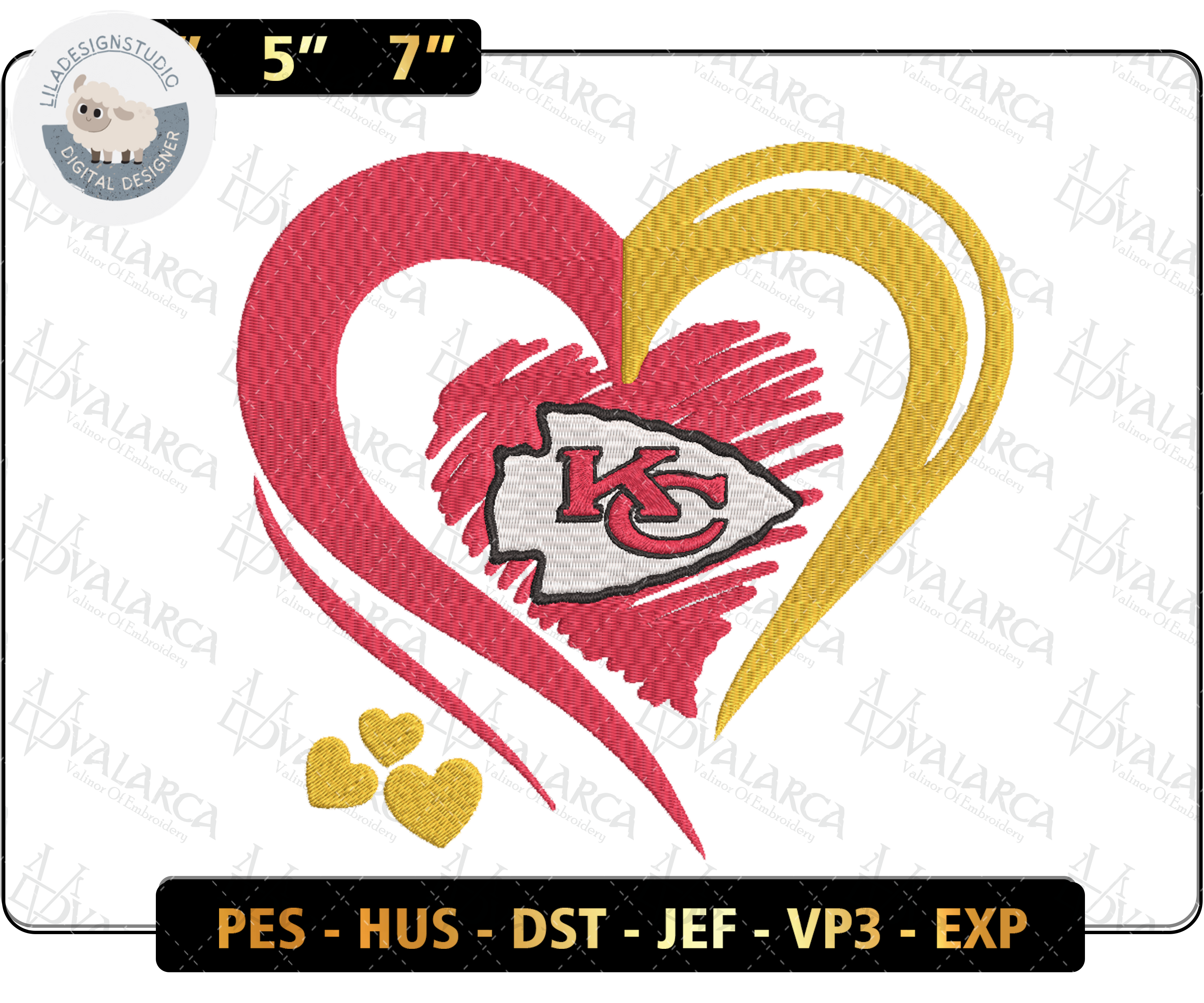 NFL Kansas City Chiefs Heart Embroidery Design, NFL Football | Inspire ...