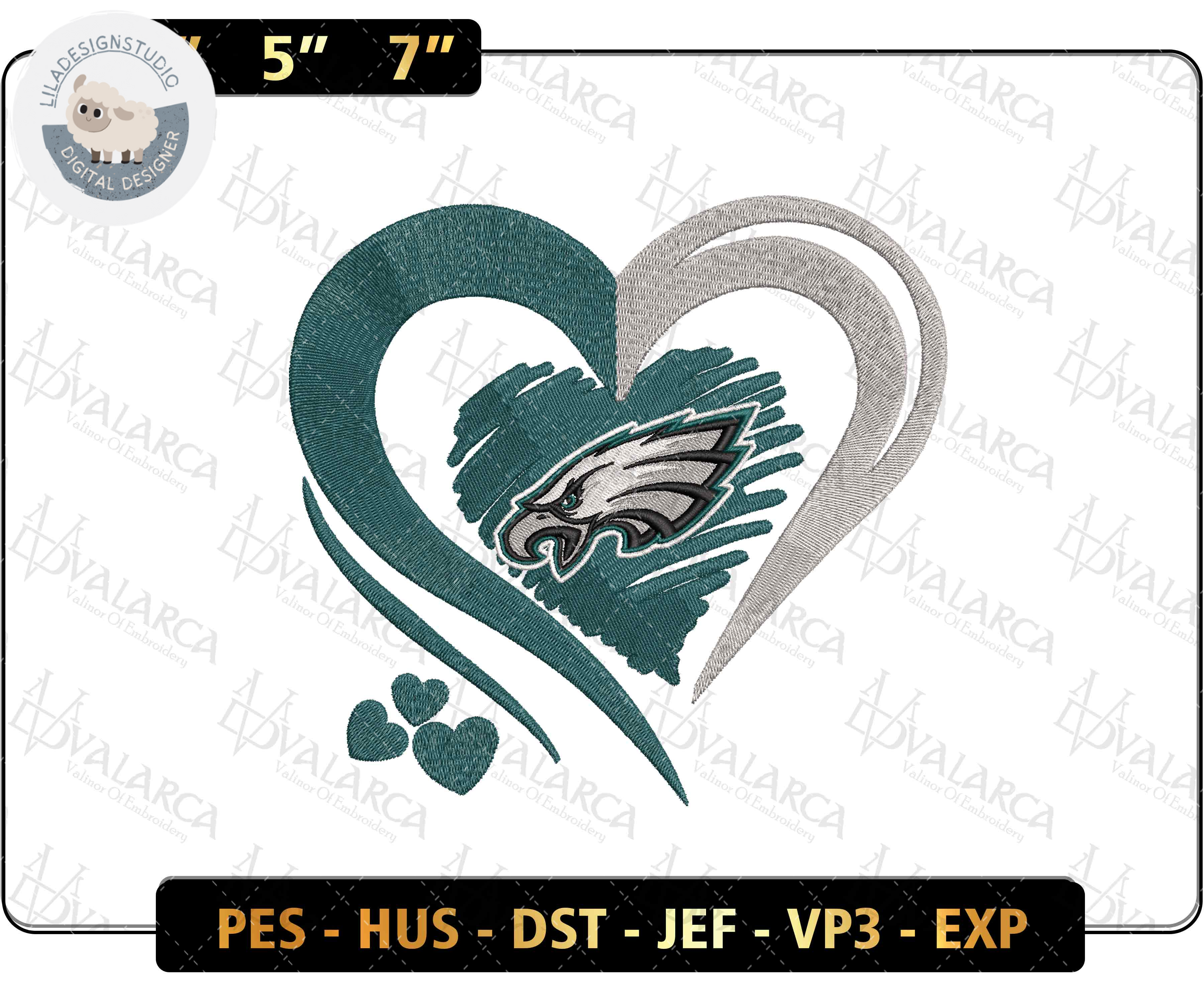 NFL Philadelphia Eagles Heart Embroidery Design, NFL Footbal | Inspire ...