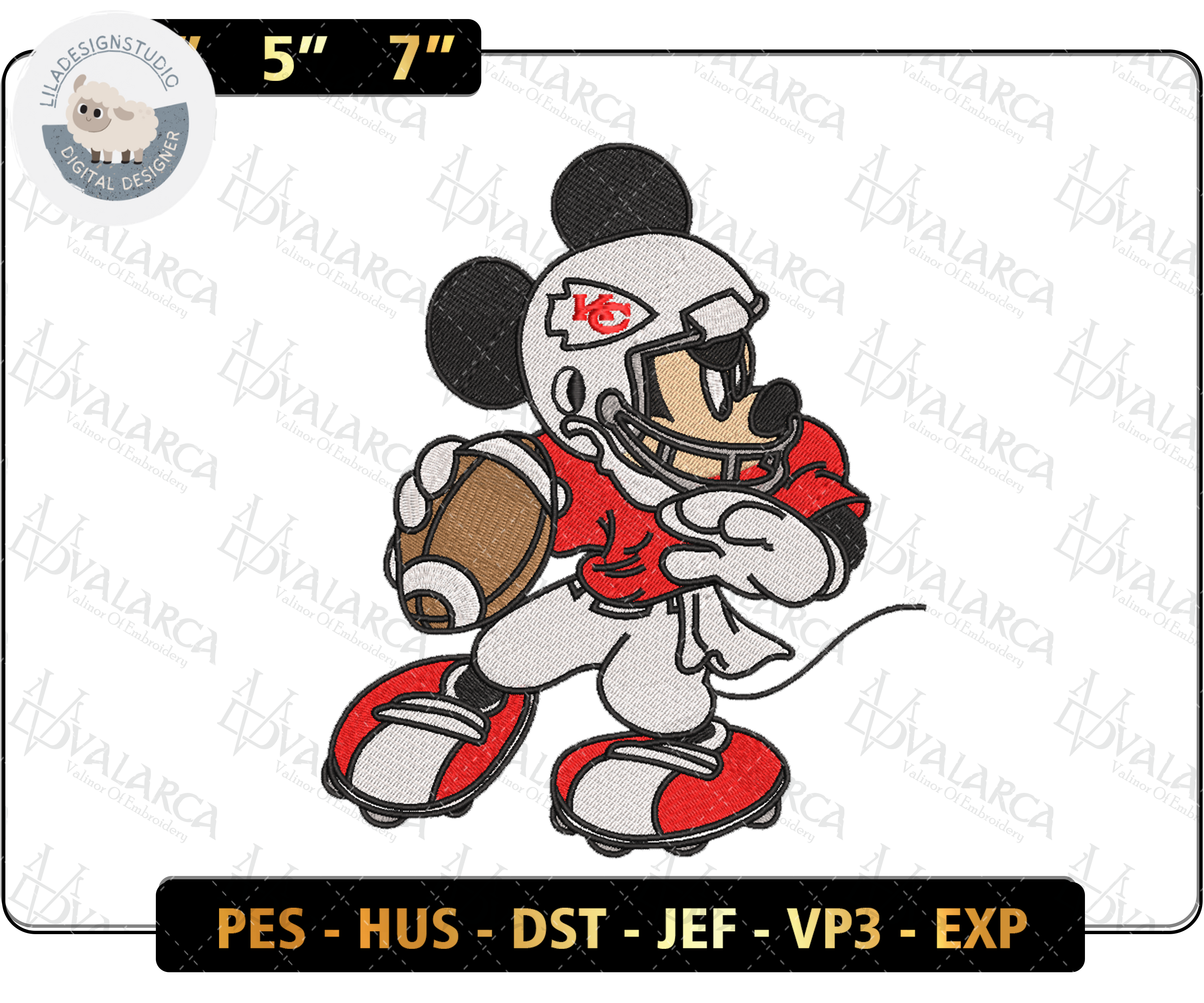 NFL Kansas City Chiefs Mickey Embroidery Design, NFL Footbal | Inspire ...