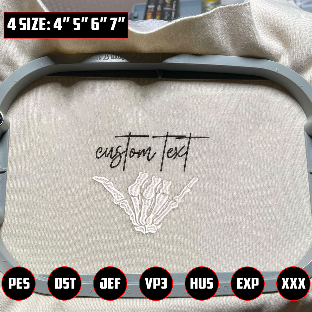 Skeleton Hand Embroidery Design, Customized Halloween Embroi | Inspire ...