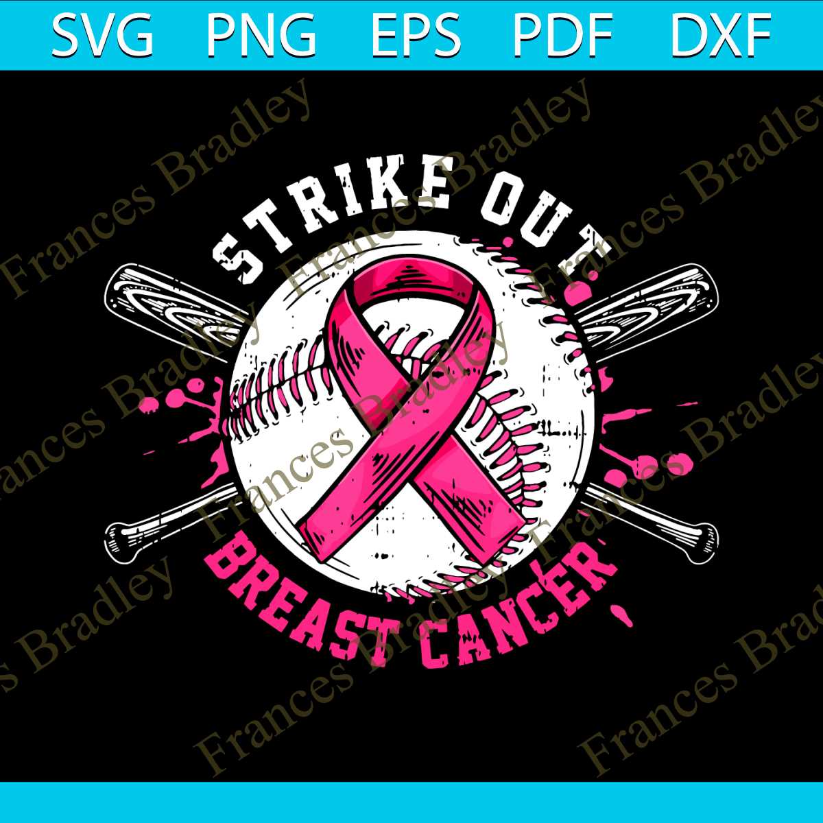 Strike Out Breast Cancer Pink Ribbon SVG File For Cricut | Inspire Uplift