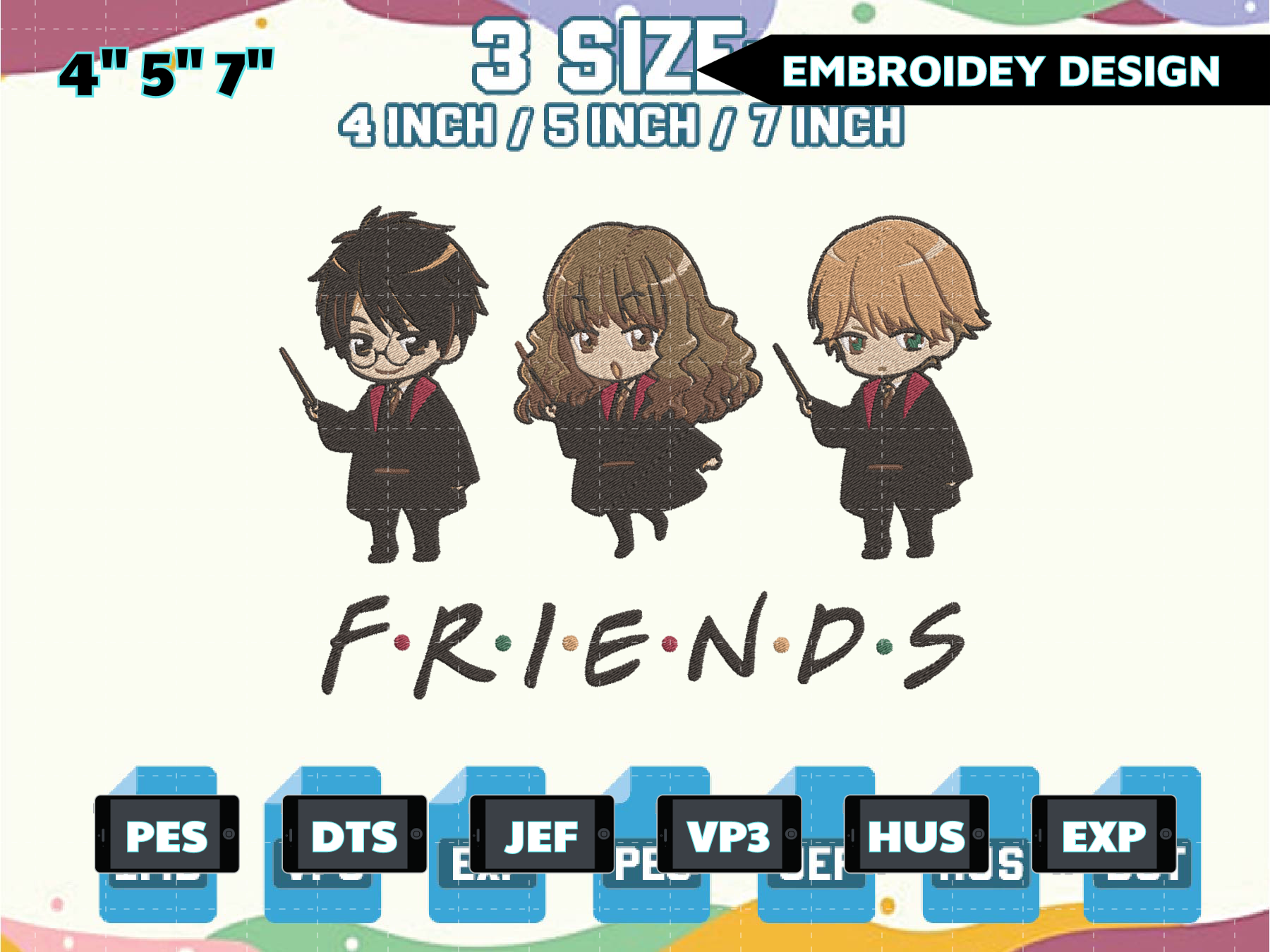 Wizard Friends Embroidery, Embroidery File, Wizard Teen Embr | Inspire ...