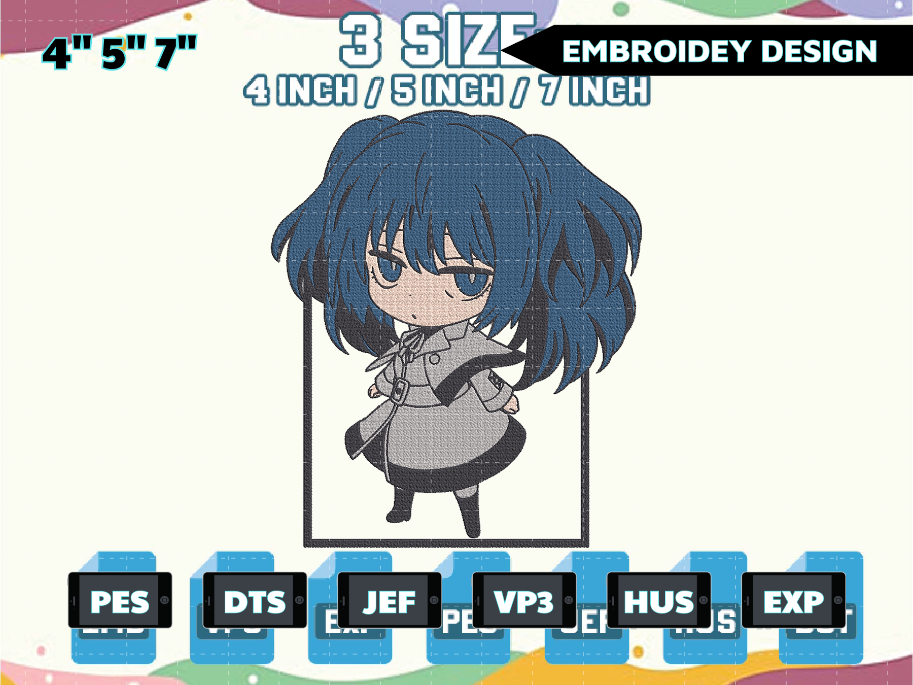 Cute Anime Girl Embroidery, Anime Hero Embroidery Designs, E | Inspire ...