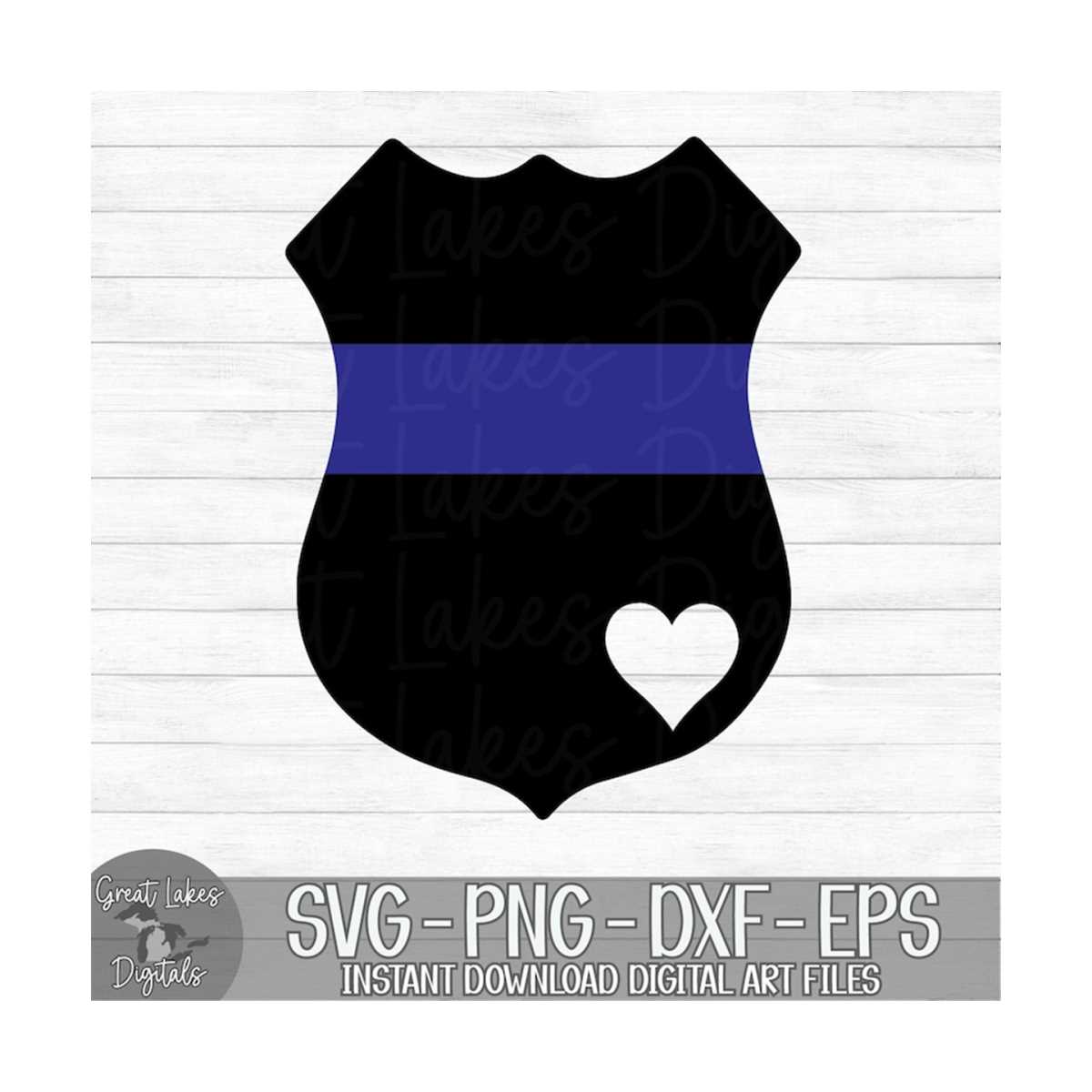 Police Badge - Thin Blue Line, Heart - Instant Digital Downl | Inspire ...