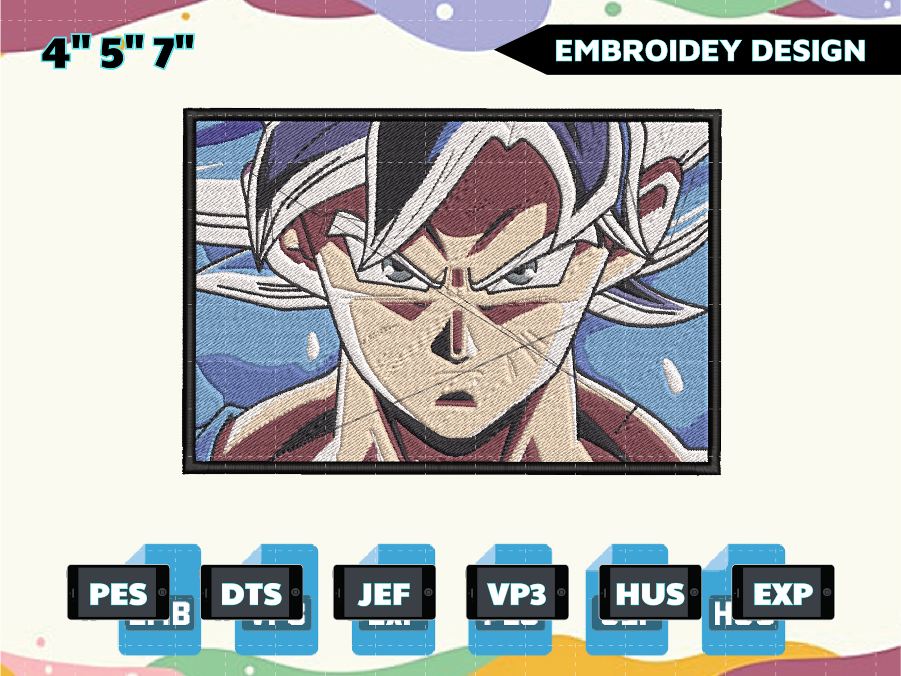 Anime Embroidery Designs, G0ku UI Embroidery Designs, Anime - Inspire ...