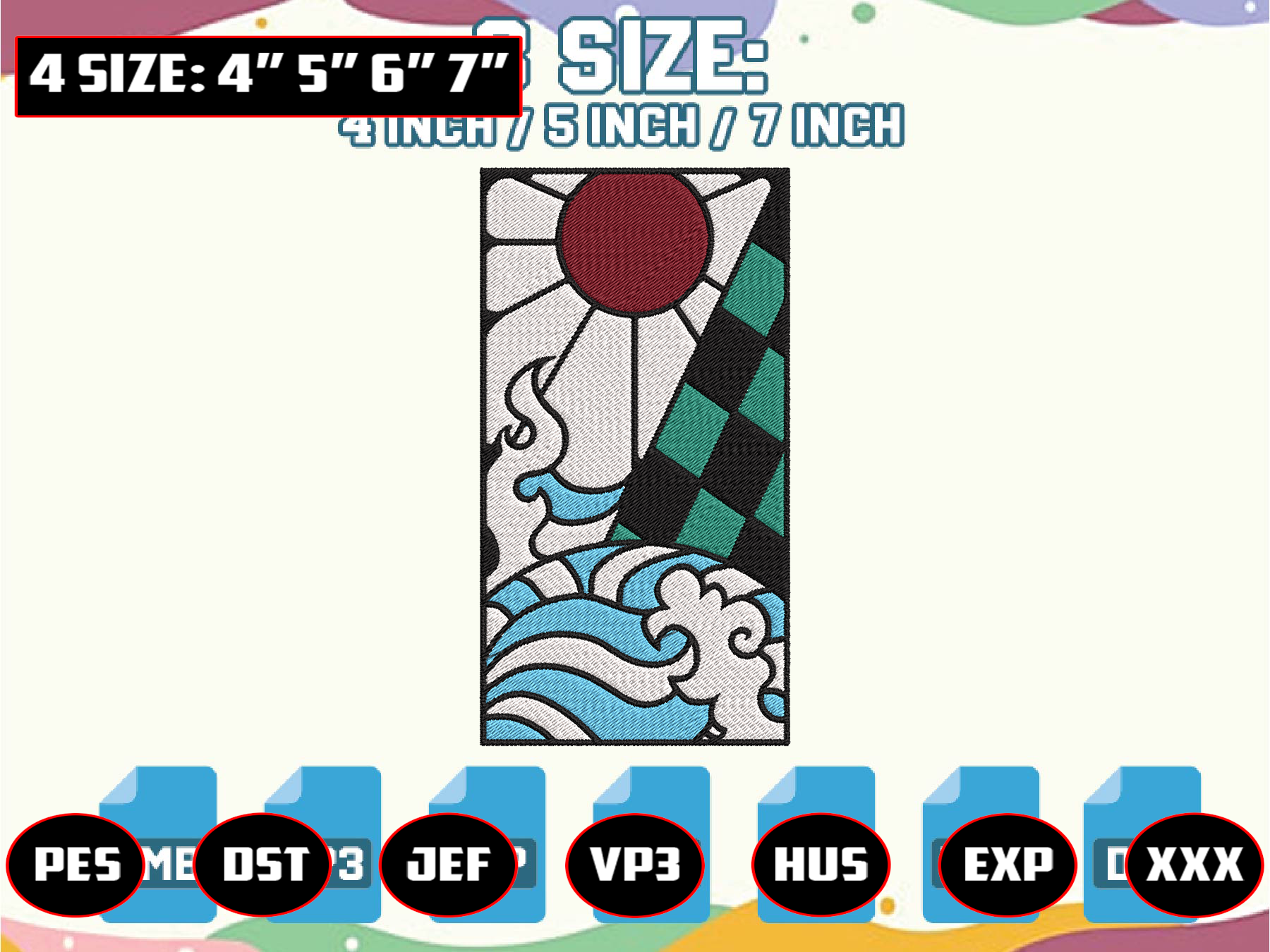 Demon Slayer Embroidery, Anime Embroidery, Logo Demon Slayer - Inspire ...