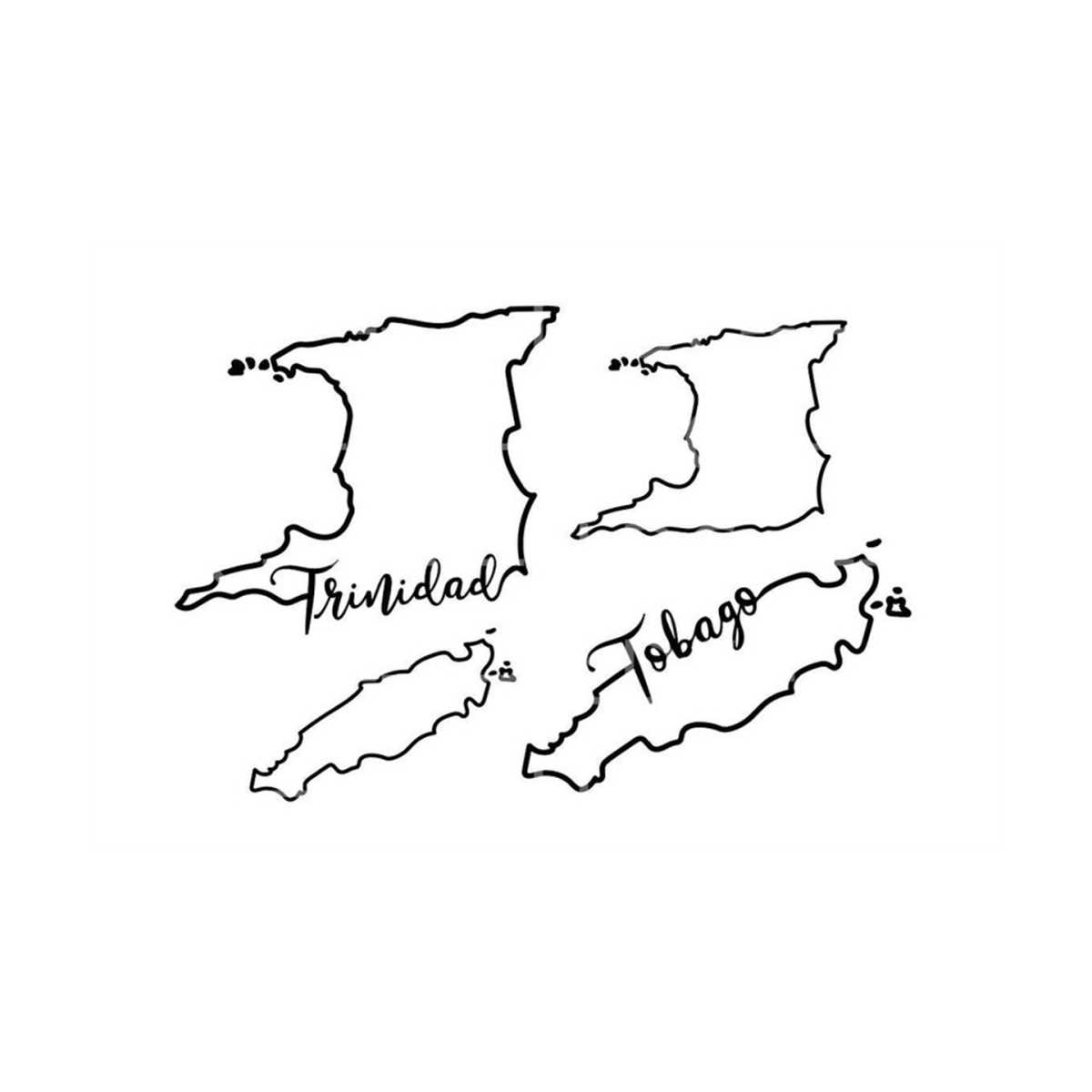 Trinidad and Tobago Outlines SVG/PNG, Trinidad Vector, Trini - Inspire ...