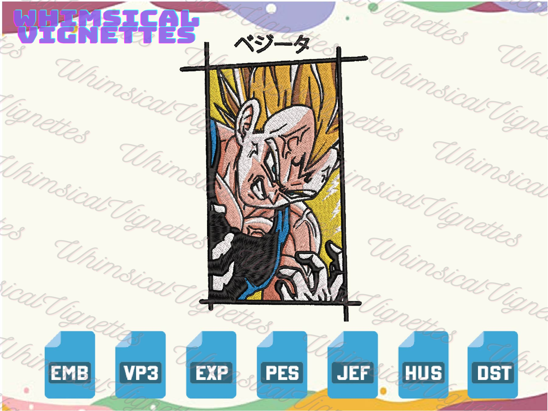 MAJIN VEGETA EMBROIDERY DESIGNS | PES DST JEF FILES INSTANT | Inspire ...