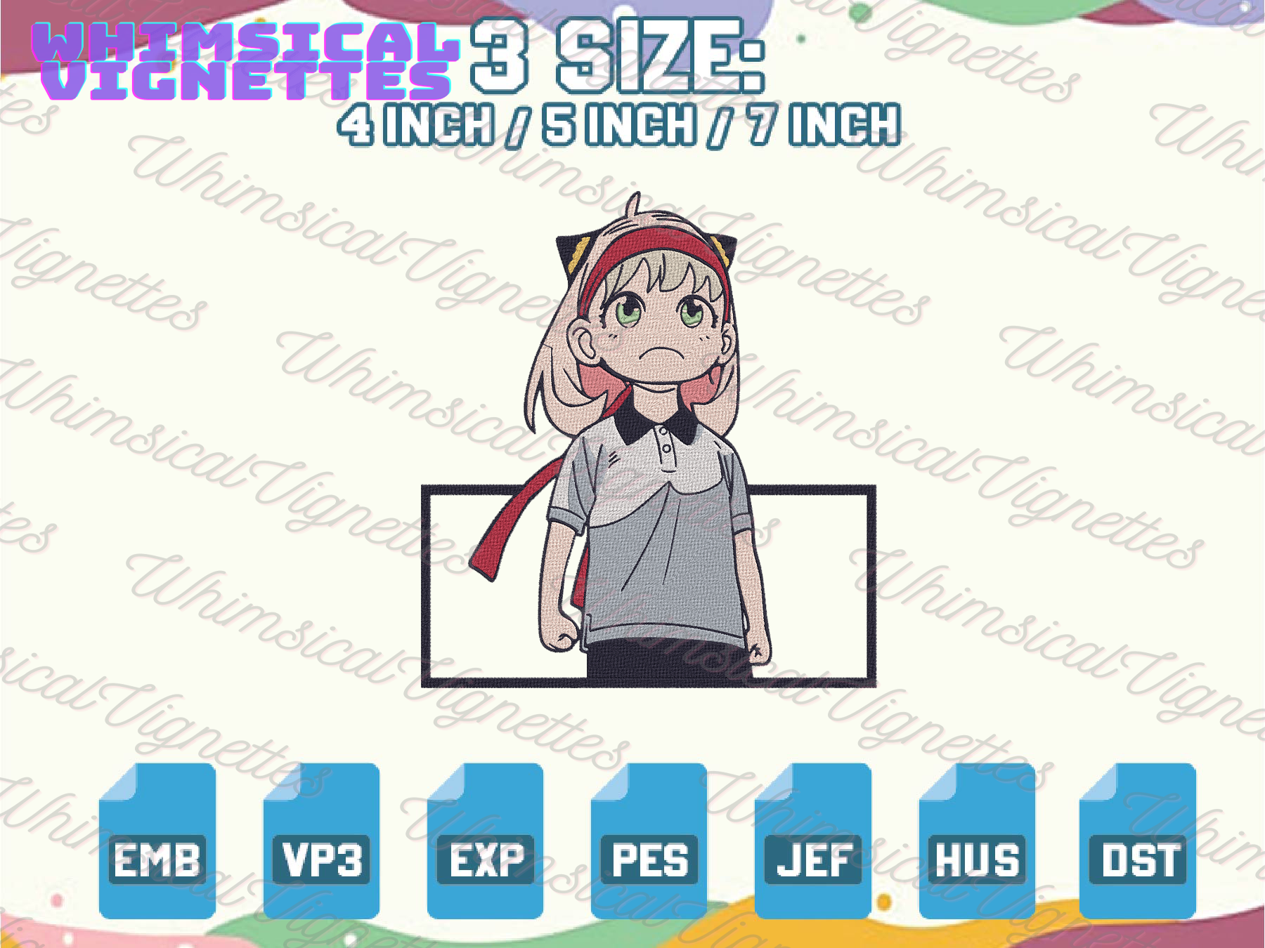 Cute Anime Girl Embroidery Designs, Inspired Anime Embroider - Inspire ...