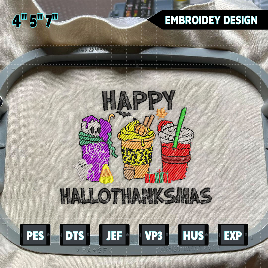 Hallothanksmas Embroidery Machine Design, Fall Halloween Chr | Inspire ...