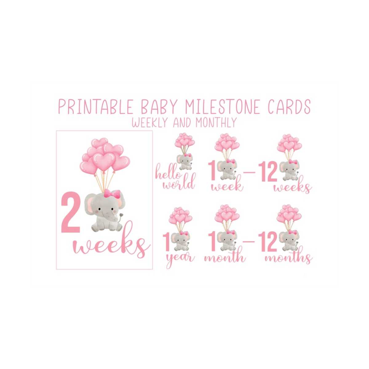 Printable baby girl monthly and weekly milestone card png fi | Inspire ...