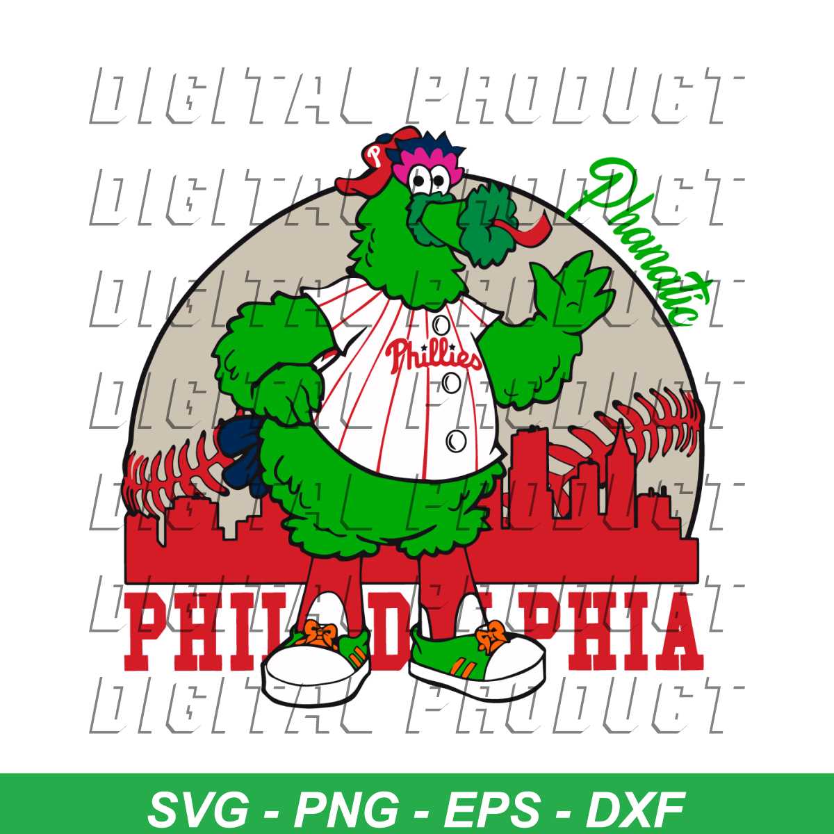 Vintage Phillie Phanatic Cartoon Baseball SVG File For Cricu - Inspire ...