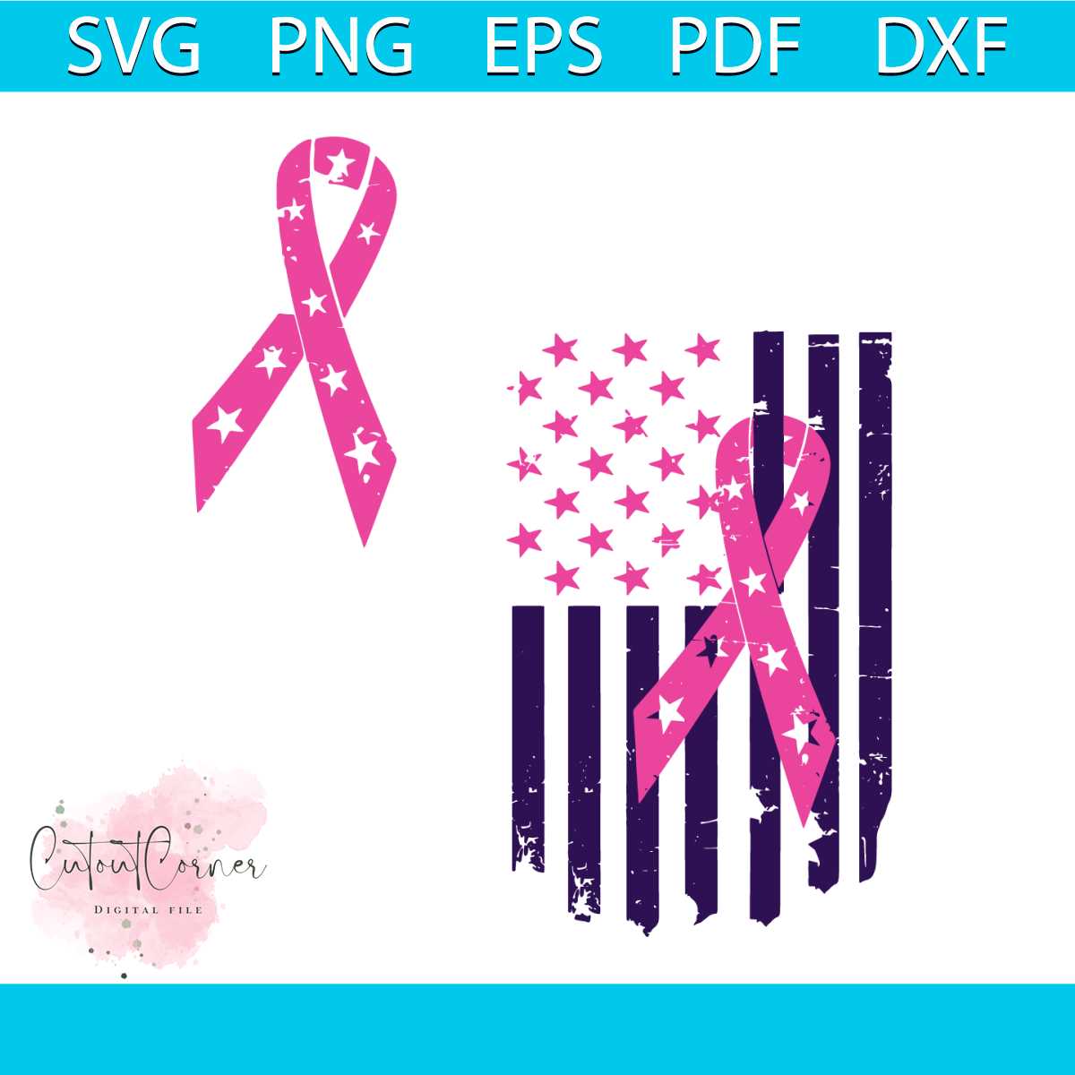 Pink Ribbon Breast Cancer Awareness Month SVG Cricut File | Inspire Uplift