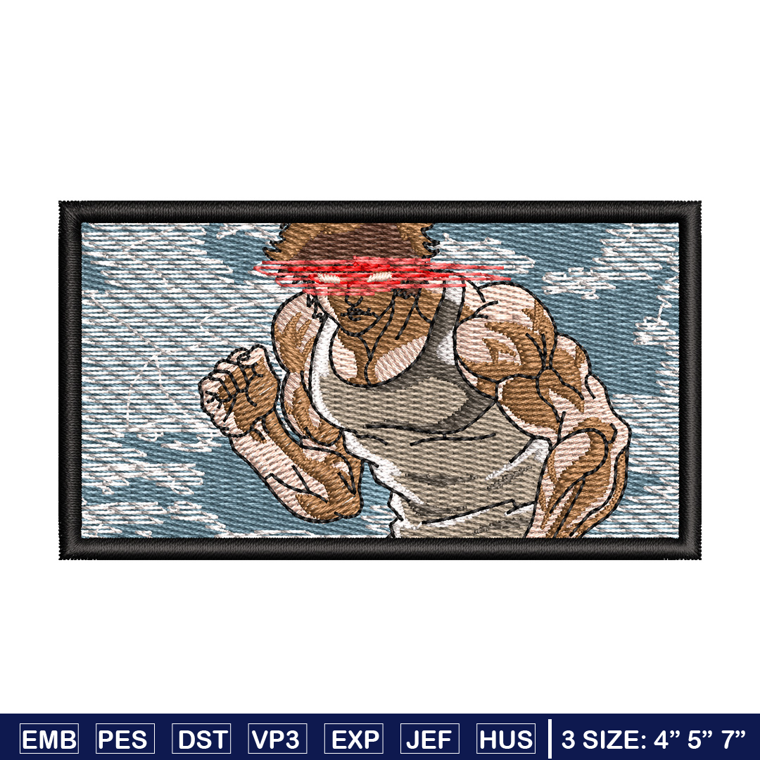 Baki laser eyes embroidery design, Baki embroidery, Anime de | Inspire ...