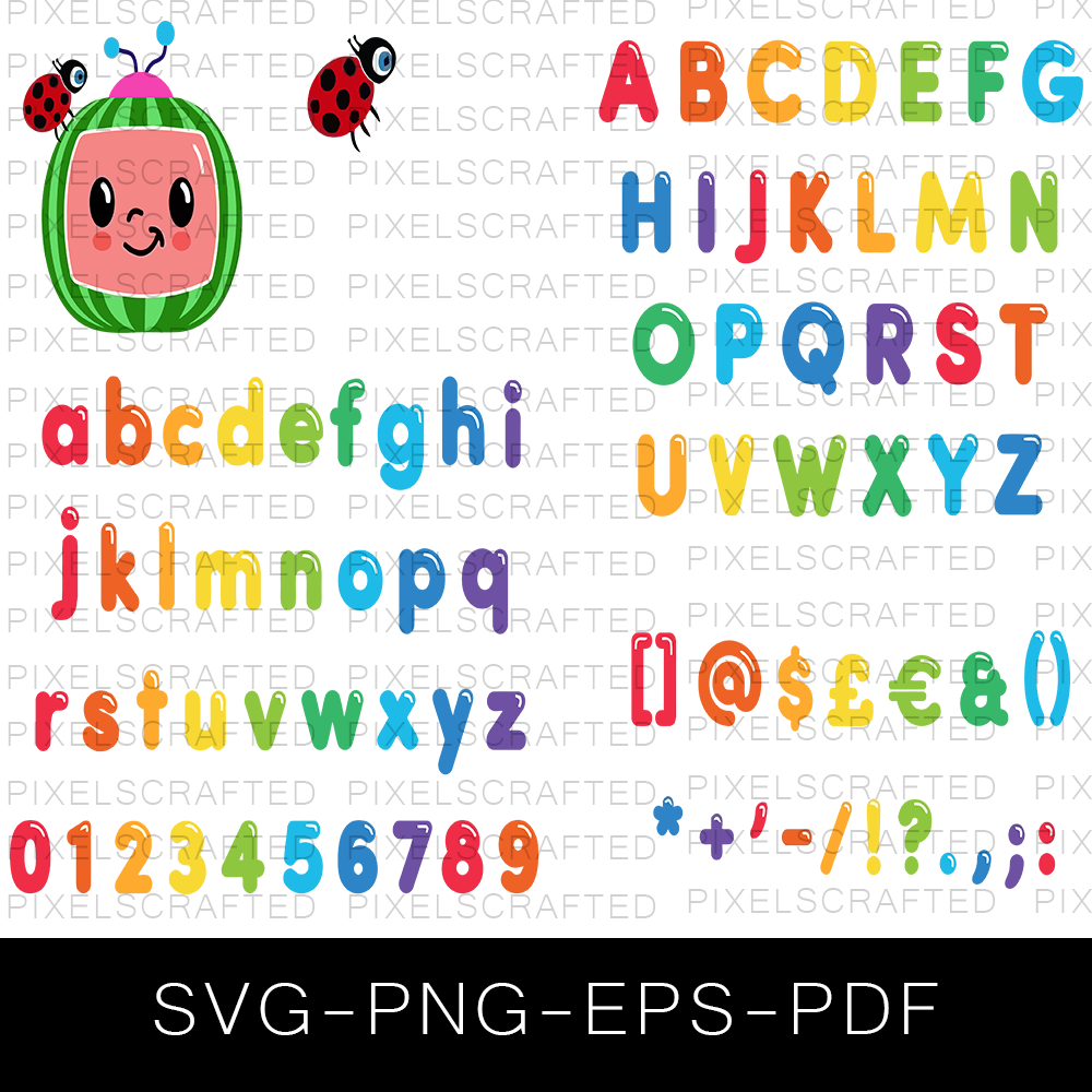 Cocomelon Font SVG Bundle, Cocomelon Alphabet Cutfile, Cocom | Inspire ...