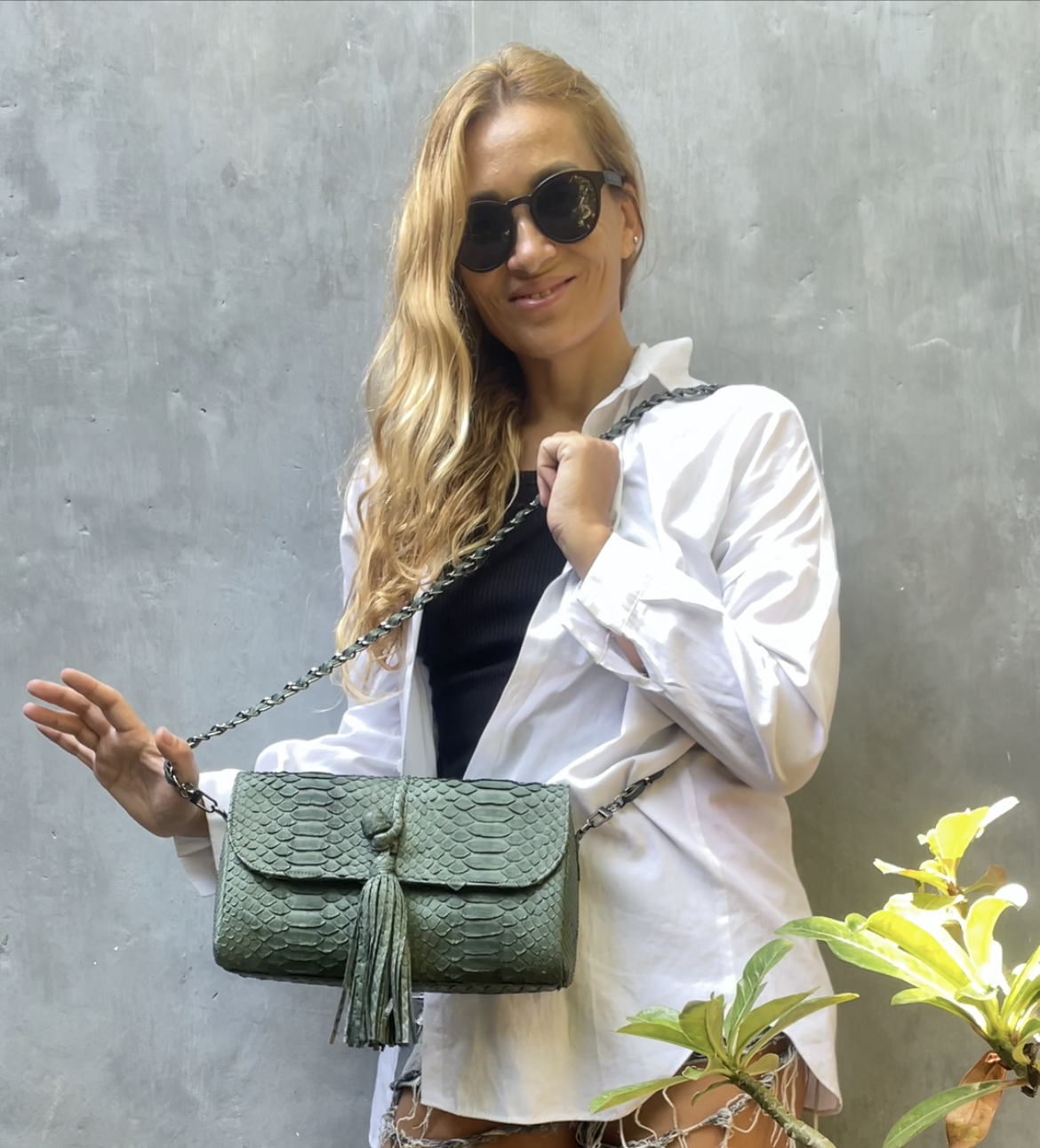 Genuine python skin classy bright blue ultramarine flat clut | Inspire ...