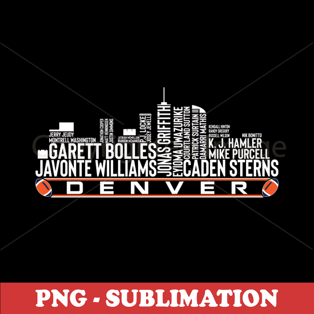 Denver Football Team Roster - City Skyline Design - Instant - Inspire ...