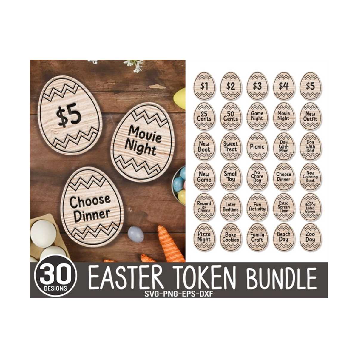 30 Redeemable Easter Token SVG, Kids Easter Laser files, Eas | Inspire ...