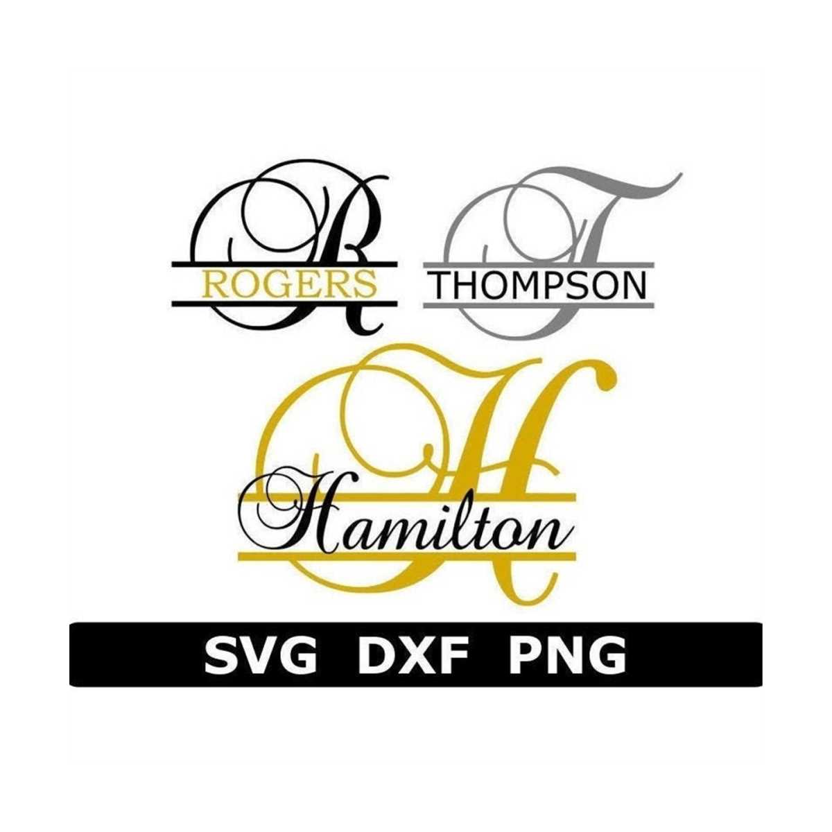 Split Monogram SVG/DXF/PNG, Fancy Script Frames Alphabet, Di | Inspire ...