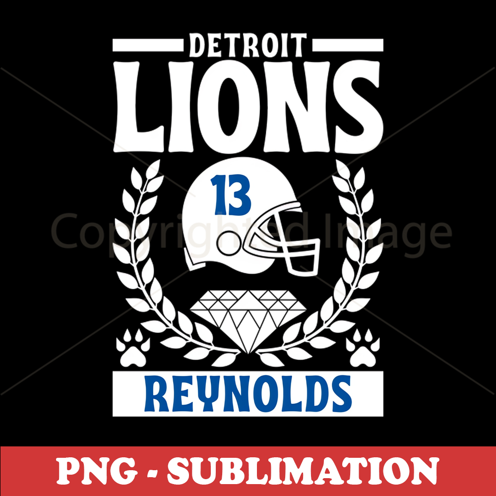 Detroit Lions Reynolds 13 American Football PNG Sublimation - Inspire ...