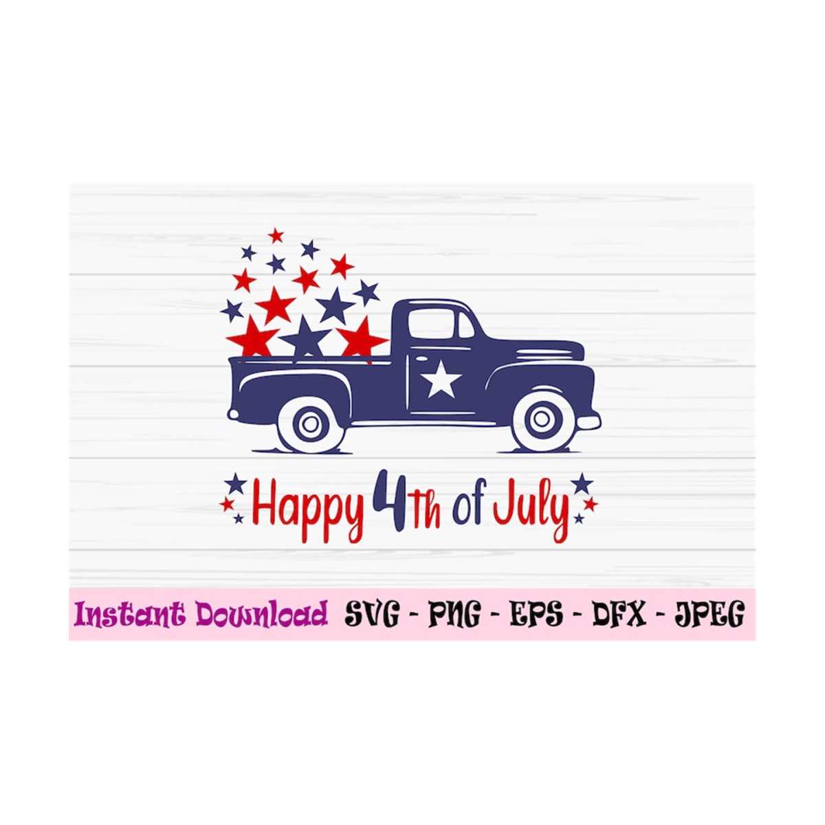 happy 4th of july vintage truck svg, american truck svg, Dxf | Inspire ...